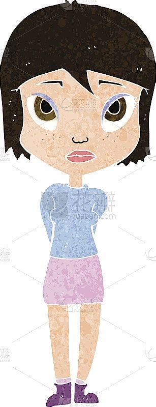 卡通害羞的女孩素材 花瓣网