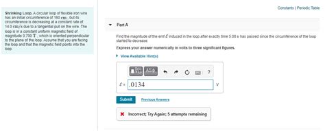 Solved Constants Periodic Table Part A Shrinking Loop A