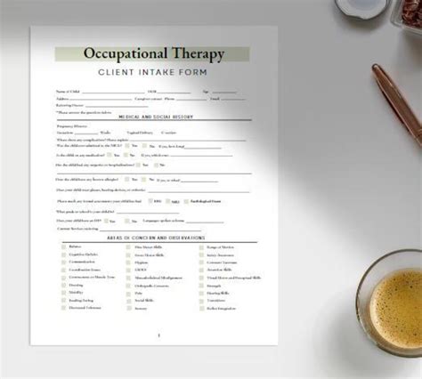 Occupational Therapy Pediatric Intake Form And Evaluation Template Etsy