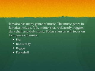 Jamaican Music Pptx Reggae Music