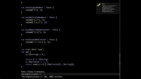string calculator tdd kata done in perl youtube