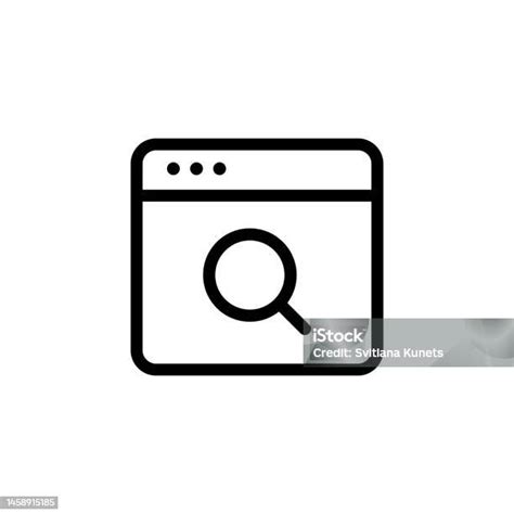 웹 페이지 줄 아이콘입니다 화면 모니터 전자 제품 브라우저 인터넷 월드 와이드 웹 데이터 지식 기술 개념입니다 흰색 배경에 벡터 검은 선 아이콘 0명에 대한 스톡 벡터 아트