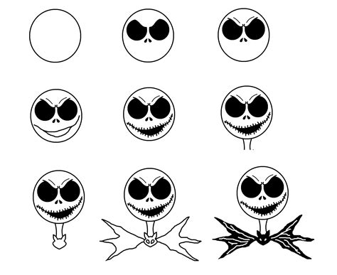 Step By Step Guide To Drawing Jack Skellington