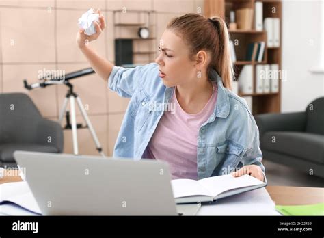 Female Babe Preparing For Exam At Home Stock Photo Alamy