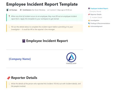 Security Incident Report Template Word