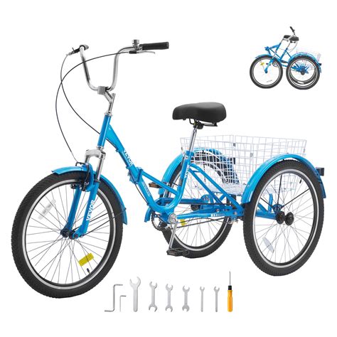 Triciclo Plegable Para Adultos Vevor 26 Pulgadas Acero Al Carbono Con