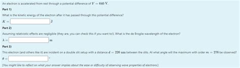 Solved An Electron Is Accelerated From Rest Through A