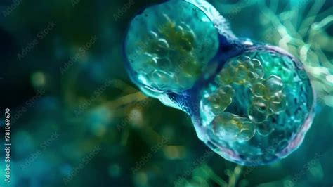 A Microscopic View Of Two Plant Cells Fusing During Fertilization