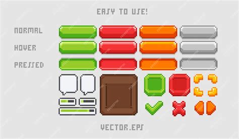 Premium Vector Full Set Game Ui In Pixel Art Cute Happy Style Light