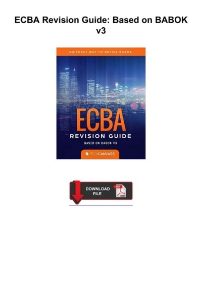 Pdf Download Ecba Revision Guide Based On Babok V3