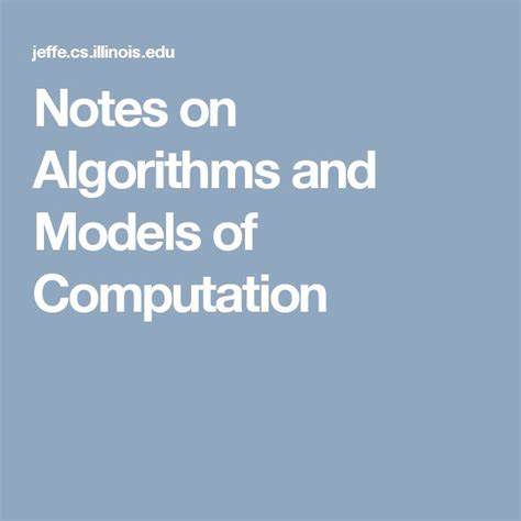 Notes On Algorithms And Models Of Computation Algorithm Theoretical Computer Science Linear