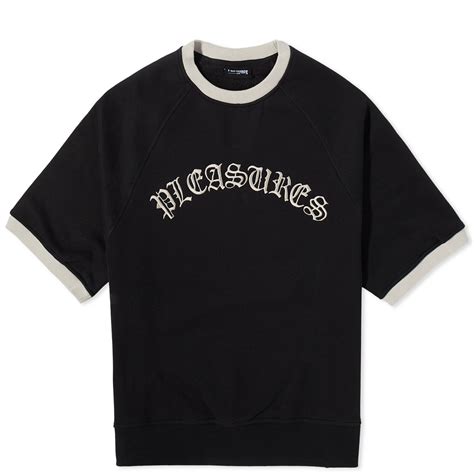 Pleasures Mens Old E Ringer Ss Sweat In Black Pleasures