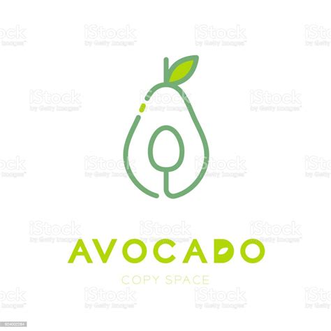 숟가락 기호 아이콘 개요 획 아보카도 과일 아보카도 텍스트 및 복사 공간 벡터 Eps10와 흰색 배경에 고립 디자인 그림 설정 로고에 대한 스톡 벡터 아트 및 기타 이미지