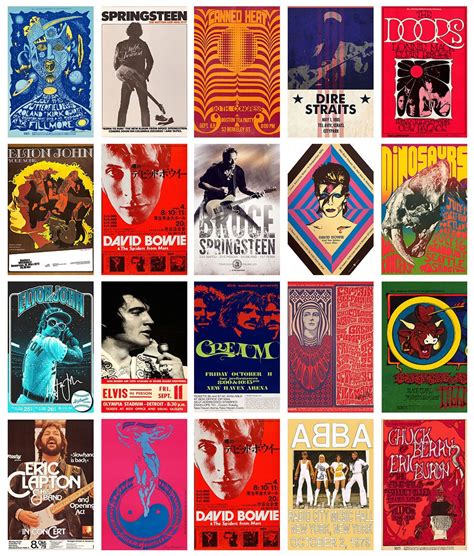 100 Vintage Concert Posters Set 2 Retro Rock Poster Prints High Quality