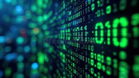 Binary Code Matrix Background Tech Style Green Illuminated Numbers