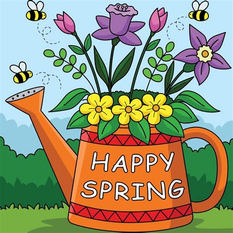 Happy Spring Flower Colored Cartoon Illustration 20088473 Vector Art At