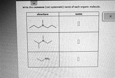 Solved Understanding The Common Names Of Simple Amines Write The