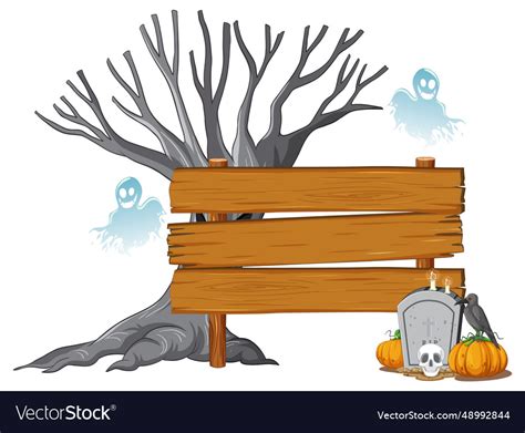 Spooky Graveyard Sign Halloween Theme Royalty Free Vector