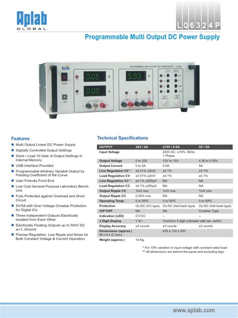 Aplab Programmable Multi Output Dc Power Supply Pdf Power Supply