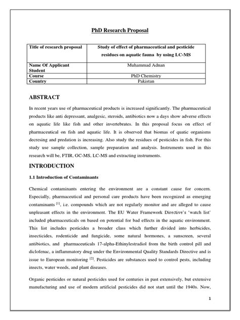 Research Proposal For Phd Pdf Pesticide Chromatography