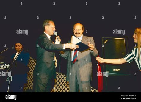 Italian Singer And Journalist Paolo Occhipinti Aka John Foster Left And Tv Presenter Federico