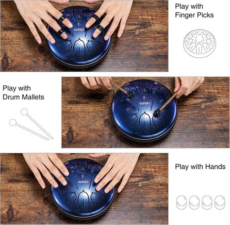 Lekato Tambor De Lengua De Acero De 6 Pulgadas 11 Notas Tambor De Acero D Major Para