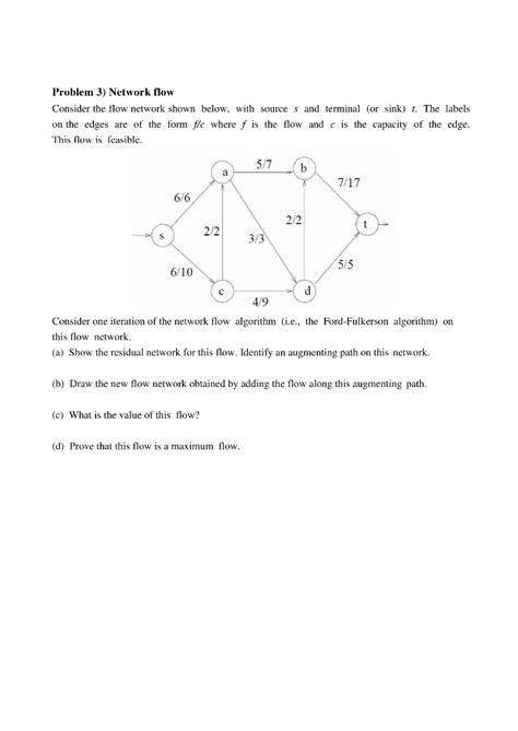 solved problem 3 network flow consider the flow network