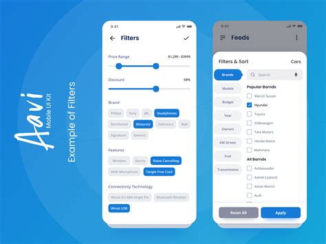 Filters Example From Aavi Mobile App Ui Kit Mobile App Ui Mobile App