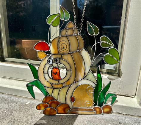 Whimsical Snail Shell House With A Happy Snail In The Window Etsy