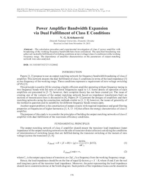Pdf Power Amplifier Bandwidth Expansion Via Dual Fulfillment Of Class
