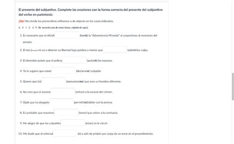 Solved Spanish Question The Present Of The