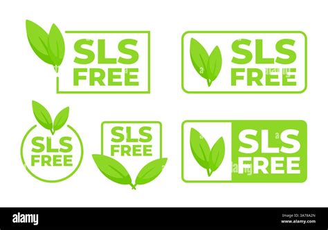 Set Of Sls Free Labels With A Green Leaf Indicating Products Without