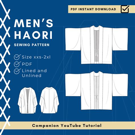 Mens Haori Pattern Easy Mens Haori Sewing Pattern House Of Kimono