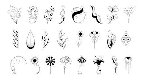 Premium Vector Big Abstract Set Doodle Hand Drawn Collection Botanic
