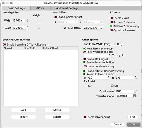 AtomStack Is Communicating With Lightburn But Wont Run The Cut LightBurn Software Questions