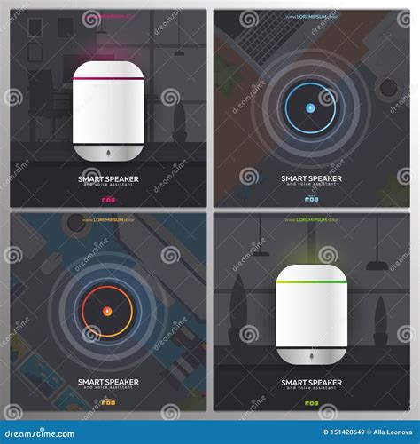 Smart Speaker With Voice Control Voice Control Of Smart House IoT Technology Stock Vector