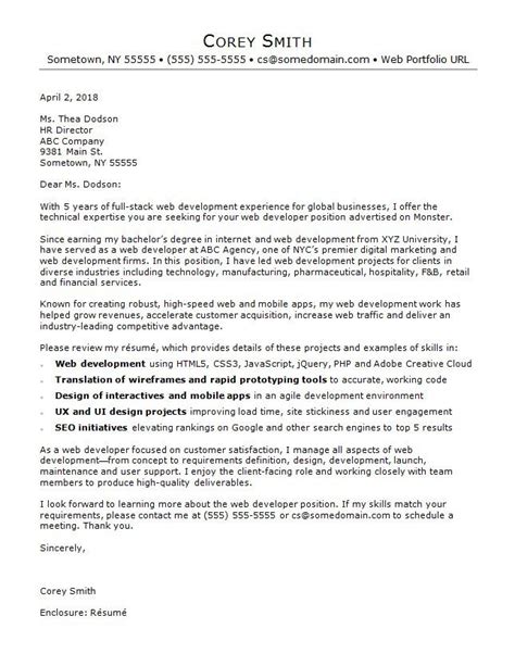 Web Developer Cover Letter Sample