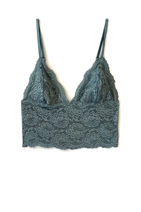 Echo Longline Lace Bralette In Teal Handmade Custom Sized Lace Bra