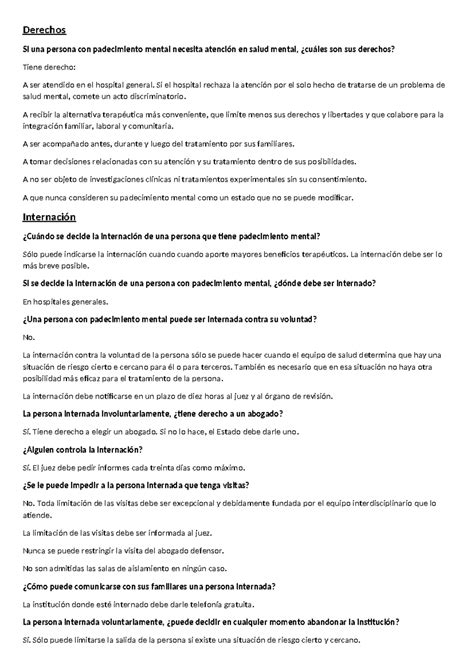 Ley 26657 Derechos Si Una Persona Con Padecimiento Mental Necesita