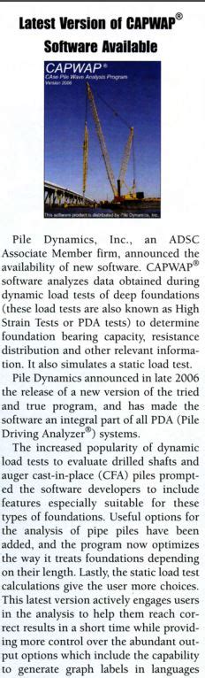 Latest Version Of Capwap® Software Available Pile Dynamics Inc