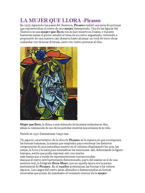 La Mujer Que Llora Pdf Pablo Picasso Pinturas La Mujer Que Llora Pdf Pablo Picasso Pinturas