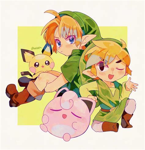 Link Jigglypuff Toon Link And Pichu Pokemon And 1 More Drawn By