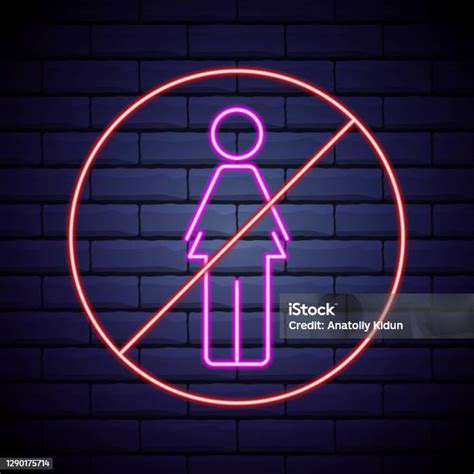 네온 여성 금지 인터디트 금지 아이콘 간단한 얇은 선 금지의 개요 벡터 금지 Ui 및 Ux 웹 사이트 또는 모바일 응용 프로그램에 대한 금지 아이콘 개념에 대한 스톡 벡터