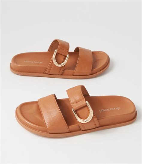 Vatum Dark Tan Leather Slides
