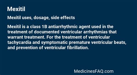 Mexitil Uses Dosage Side Effects Food Interaction And Faq