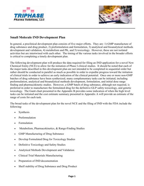 Small Molecule Ind Development Plan