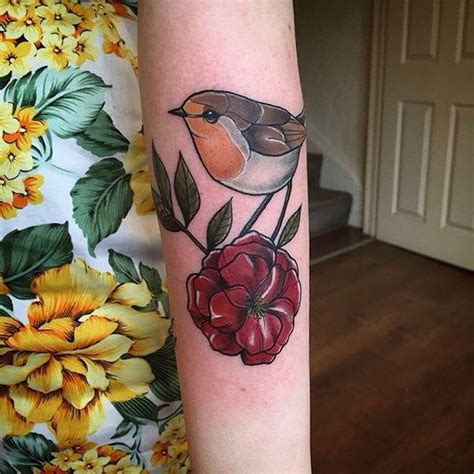 Tattoo Uploaded By Stacie Mayer • Neo Traditional Robin And Camellia By