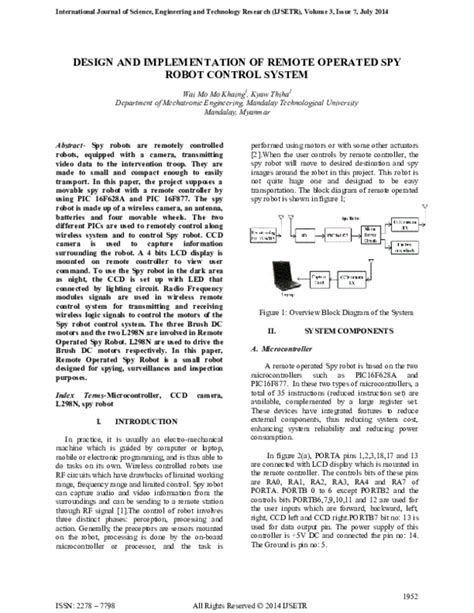 Pdf Design And Implementation Of Remote Operated Spy Robot Control System