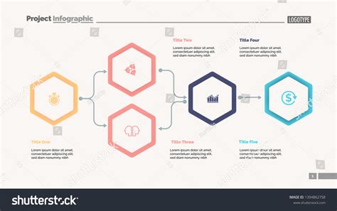 Five Elements Flowchart Slide Template Business Stock Vector Royalty