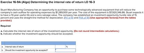 solved exercise 16 9a algo determining the internal rate